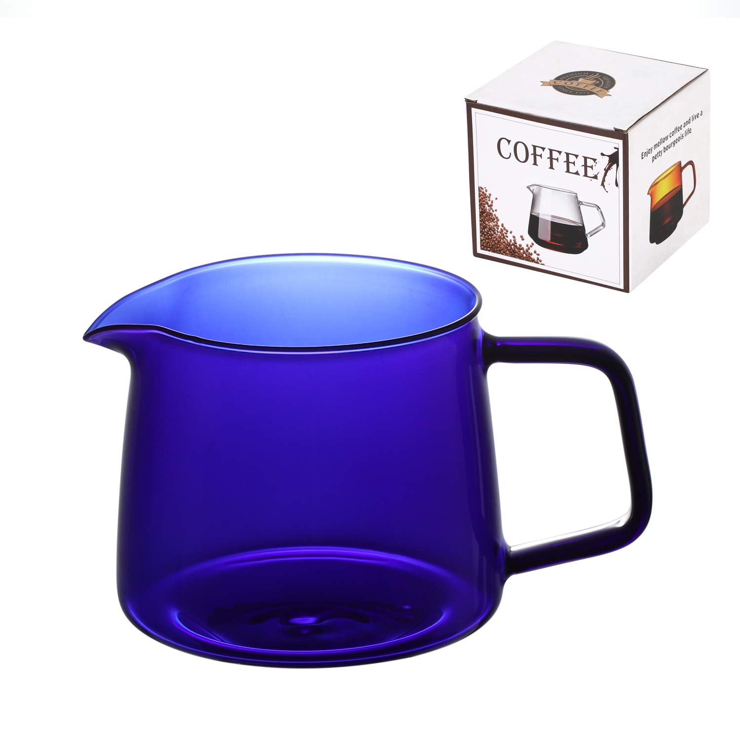 Glass Coffee Serving Pitcher Mugs with Spout Handle, Milk Creamer Mixing Cereal Oatmeal Microwave Safe Kitchen Accessories Liquid Cups for Breakfast Coffee Ice Cream Snacks Salad - 550ml