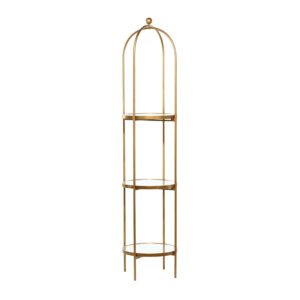 Deco 79 Metal 3 Shelf Shelving Unit with Mirror Shelves, 18" x 18" x 73", Gold