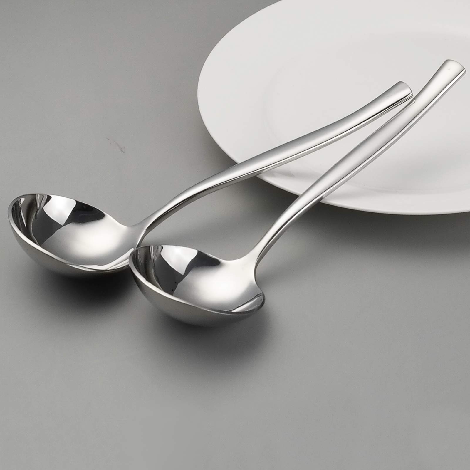 Vababa 4-Piece Stainless Steel Gravy Soup Spoon, Small Soup Ladle Set