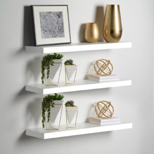 utokon 3pcs wood wall floating shelf,fashion storage organizer shelves for home living room bedroom study decoration.