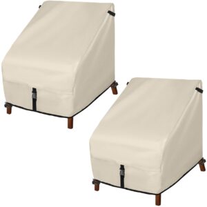 porch shield patio chair covers - waterproof outdoor lounge deep seat single lawn chair cover 2 pack - 30w x 33d x 34h inch, beige