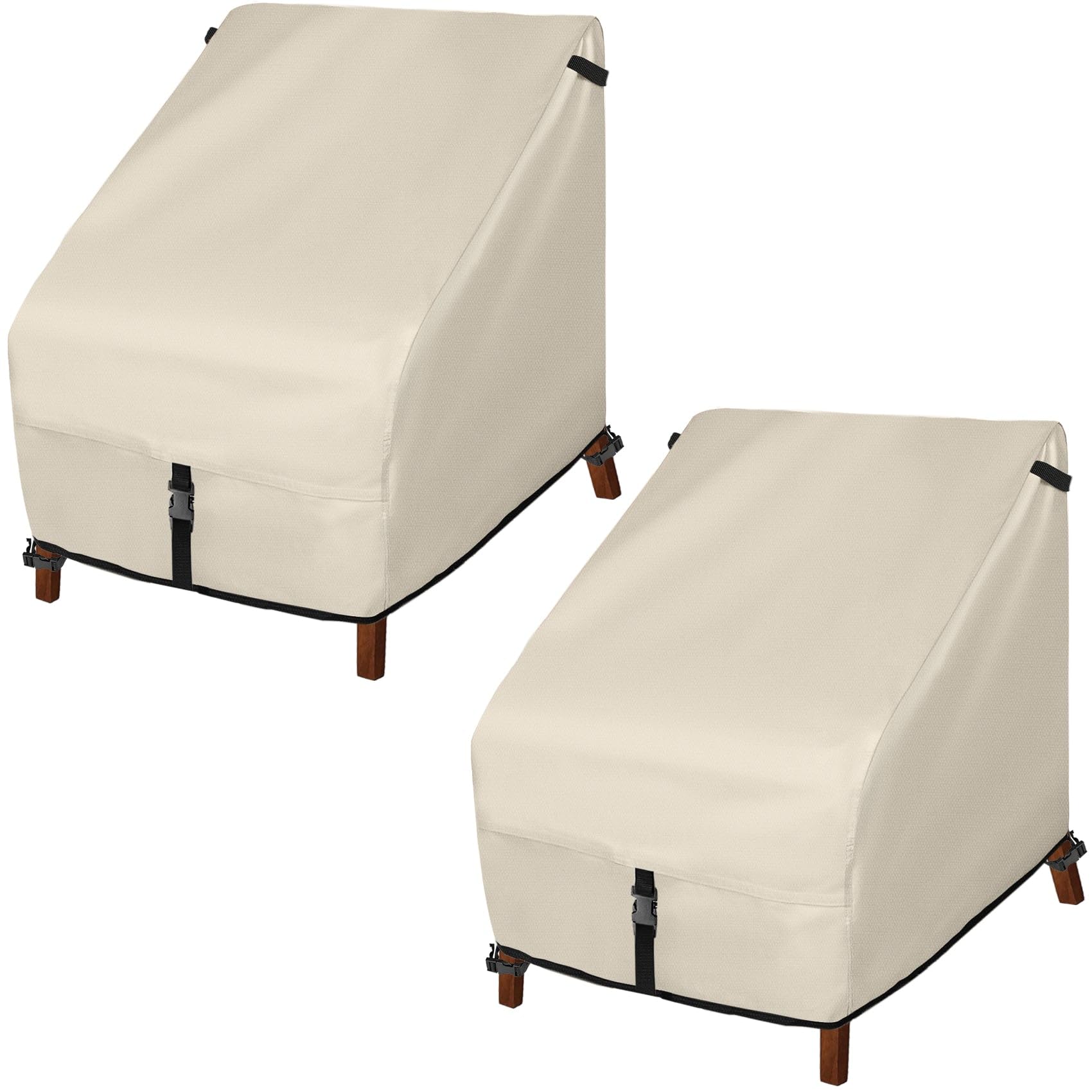 Porch Shield Patio Chair Covers - Waterproof Outdoor Lounge Deep Seat Single Lawn Chair Cover 2 Pack - 30W x 33D x 34H inch, Beige