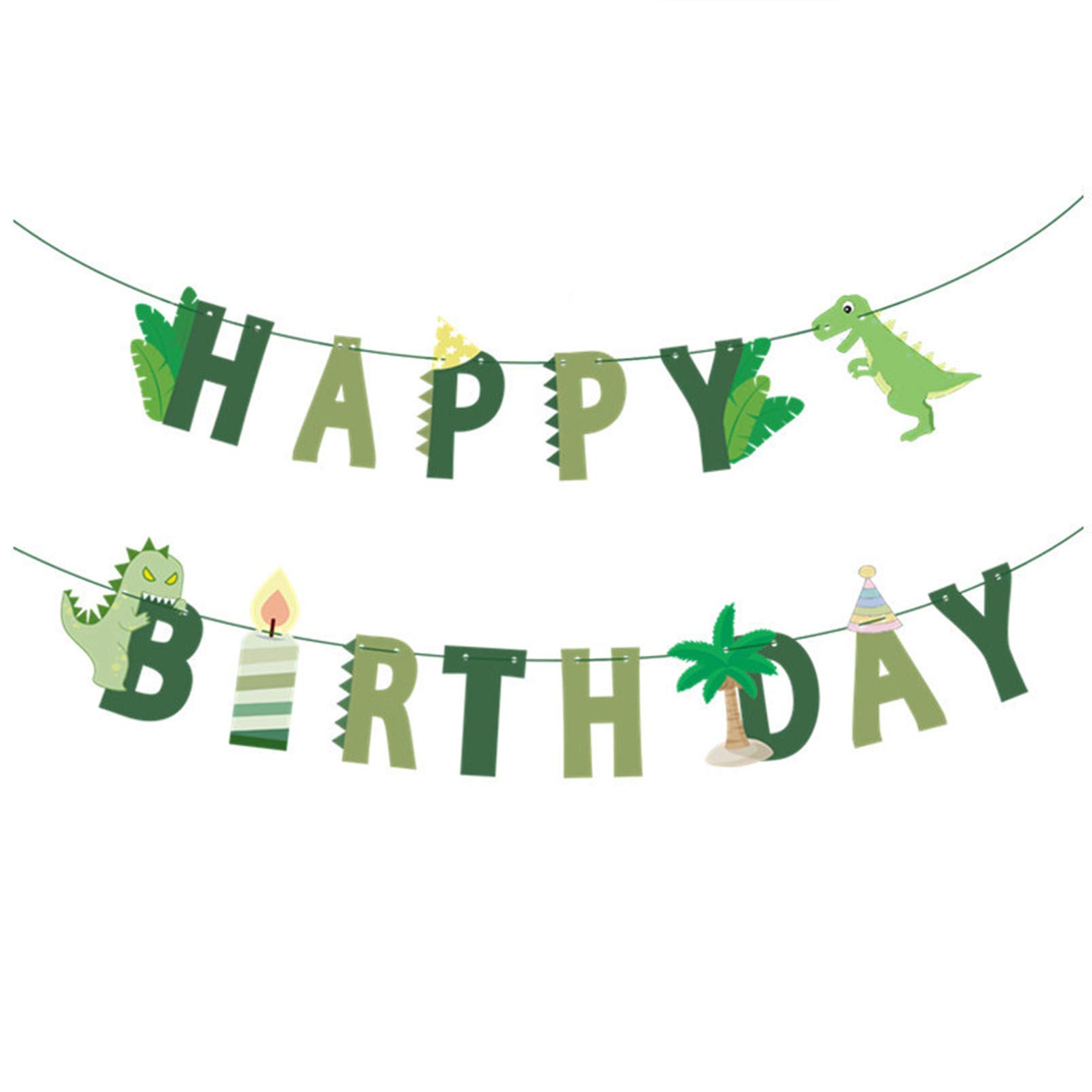 TmppDeco Dinosaur Birthday Banner - Dinosaur Happy Birthday Banner, Dinosaur Theme Birthday Party Decorations for Kids