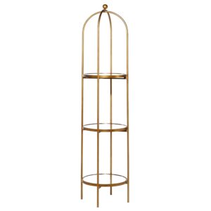 deco 79 metal 3 shelf shelving unit with mirror shelves, 18" x 18" x 73", gold