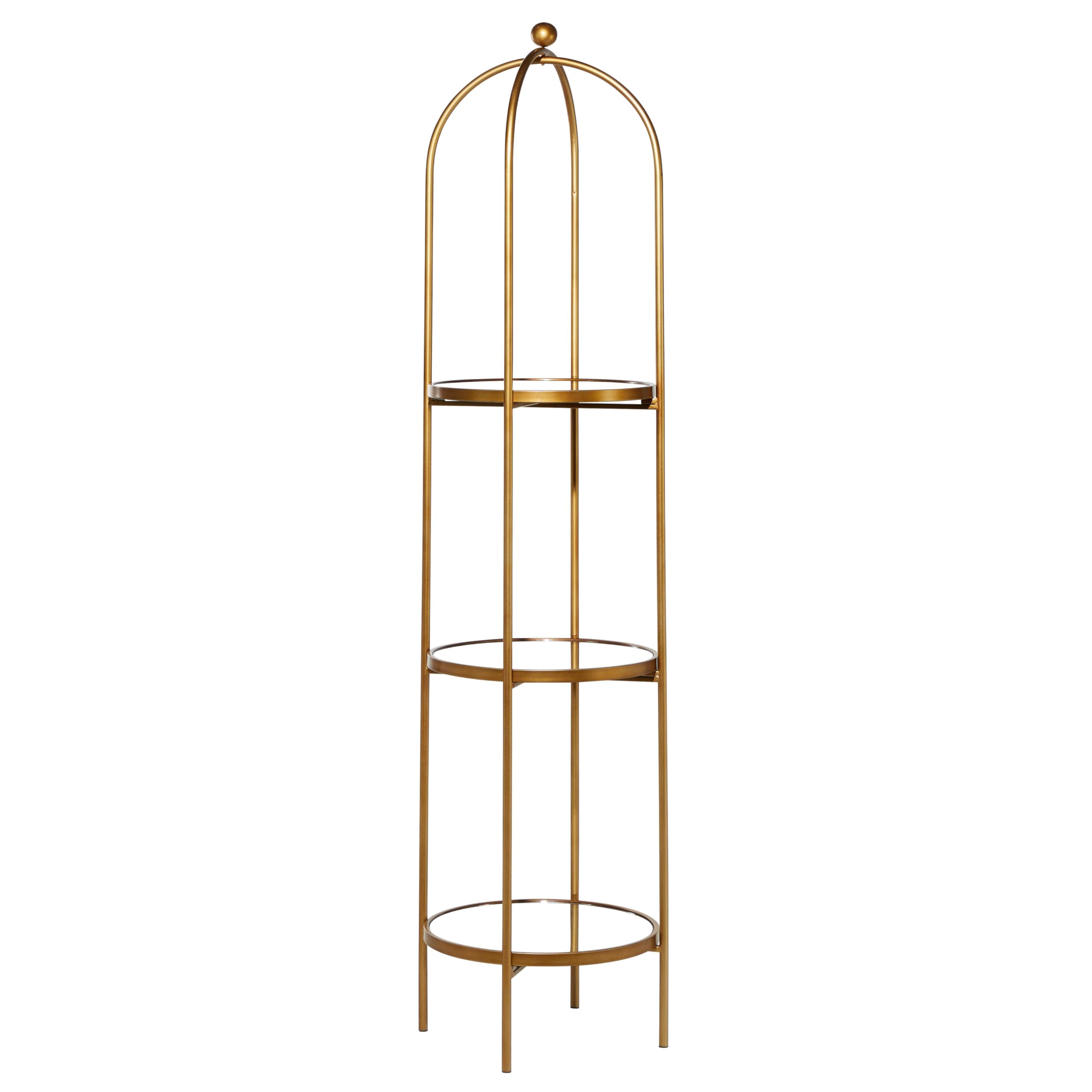 Deco 79 Metal 3 Shelf Shelving Unit with Mirror Shelves, 18" x 18" x 73", Gold