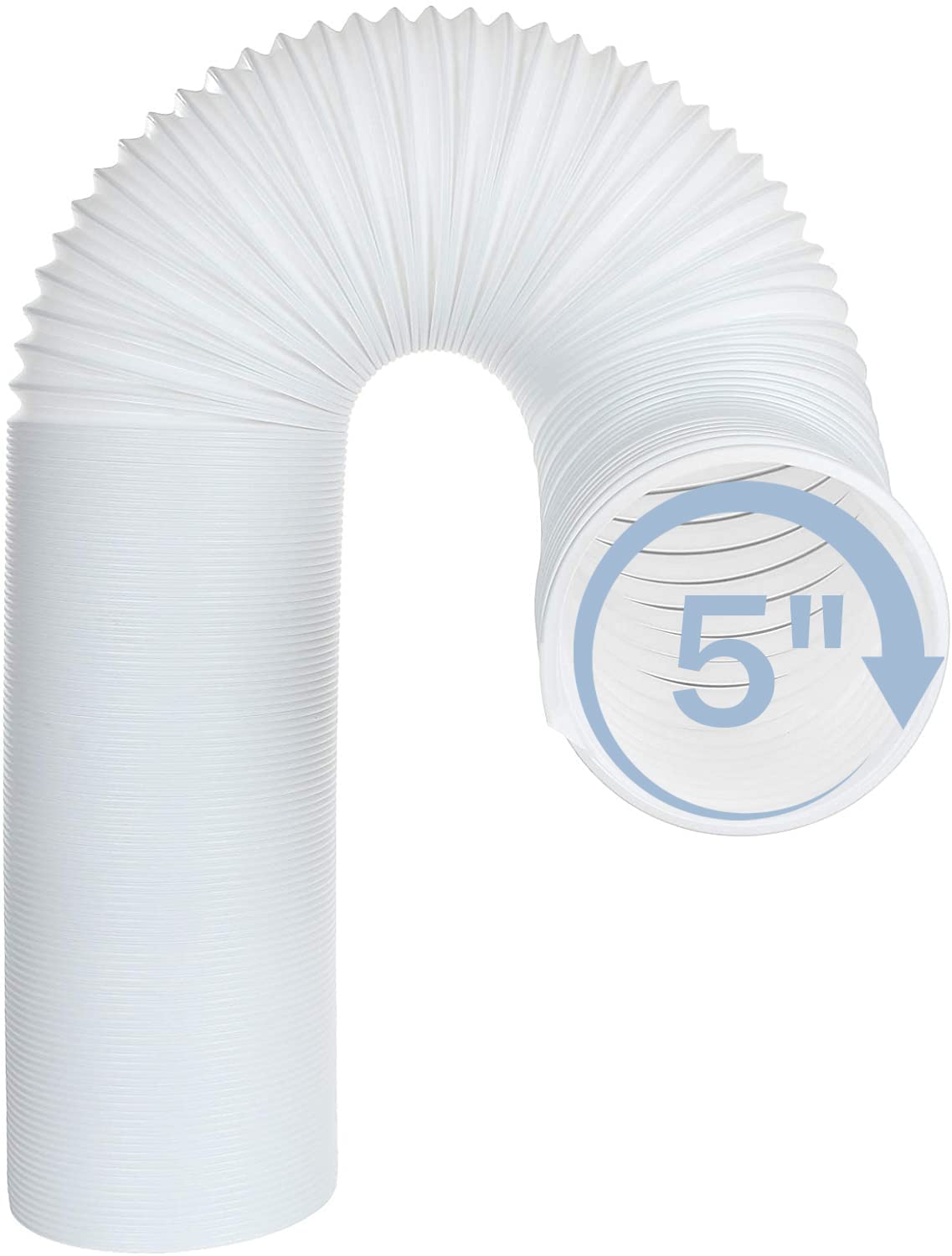 Portable Air Conditioner Universal Exhaust Hose 5 Inch Diameter 59" Long Clockwise Thread Room Airconditioner AC Vent Replacement Tube