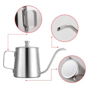 GWHOLE Small Pour Over Gooseneck Coffee Kettle Long Narrow Drip Spout Coffee Tea Pot for Stove Top - Silver, 350ML/12 Oz