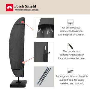 Porch Shield Patio Umbrella Cover - Outdoor Waterproof Garden Offset Banana Parasol Cover Fits Cantilever Offset Umbrella 12-14 Feet, Black