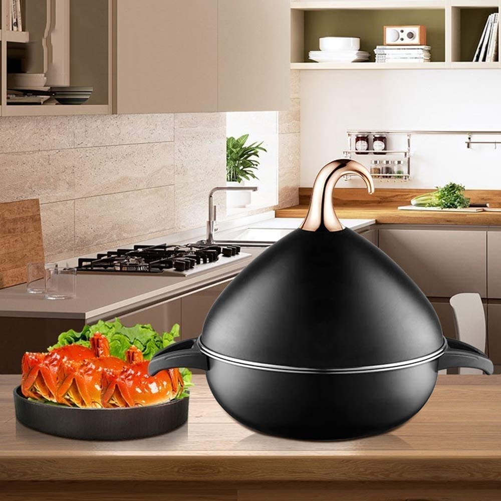 QIANMEI Ceramic Tagine Pot 3.5L Cast Iron Pot|Tagine Pot with Enameled Cast Stainless Steel Base|Easy to Clean|Without Lead Cooking Healthy Food