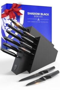 dalstrong 12pc professional knife block set-black titanium nitride coated-gift high-carbon stainless steel knife set with block-nsf certified premium kitchen set