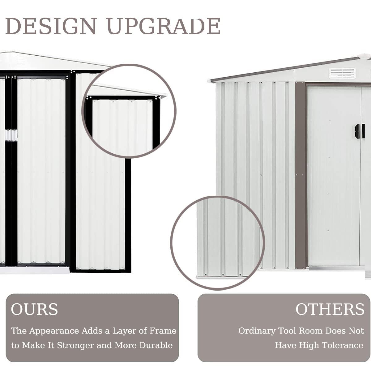 Oakmont Outdoor Garden Storage Shed 4' × 6' Feet Walk-in Garden Tool House with Double Sliding Doors, Yard Lawn (White)