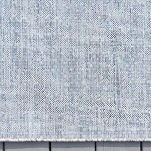 Unique Loom Outdoor Traditional Collection Area Rug - Timeworn (2' x 8' Runner, Blue/ Gray)