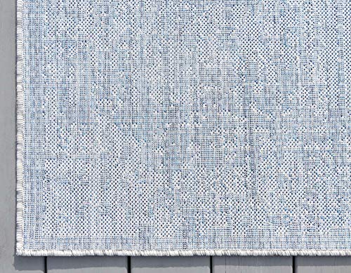 Unique Loom Outdoor Traditional Collection Area Rug - Timeworn (2' x 8' Runner, Blue/ Gray)