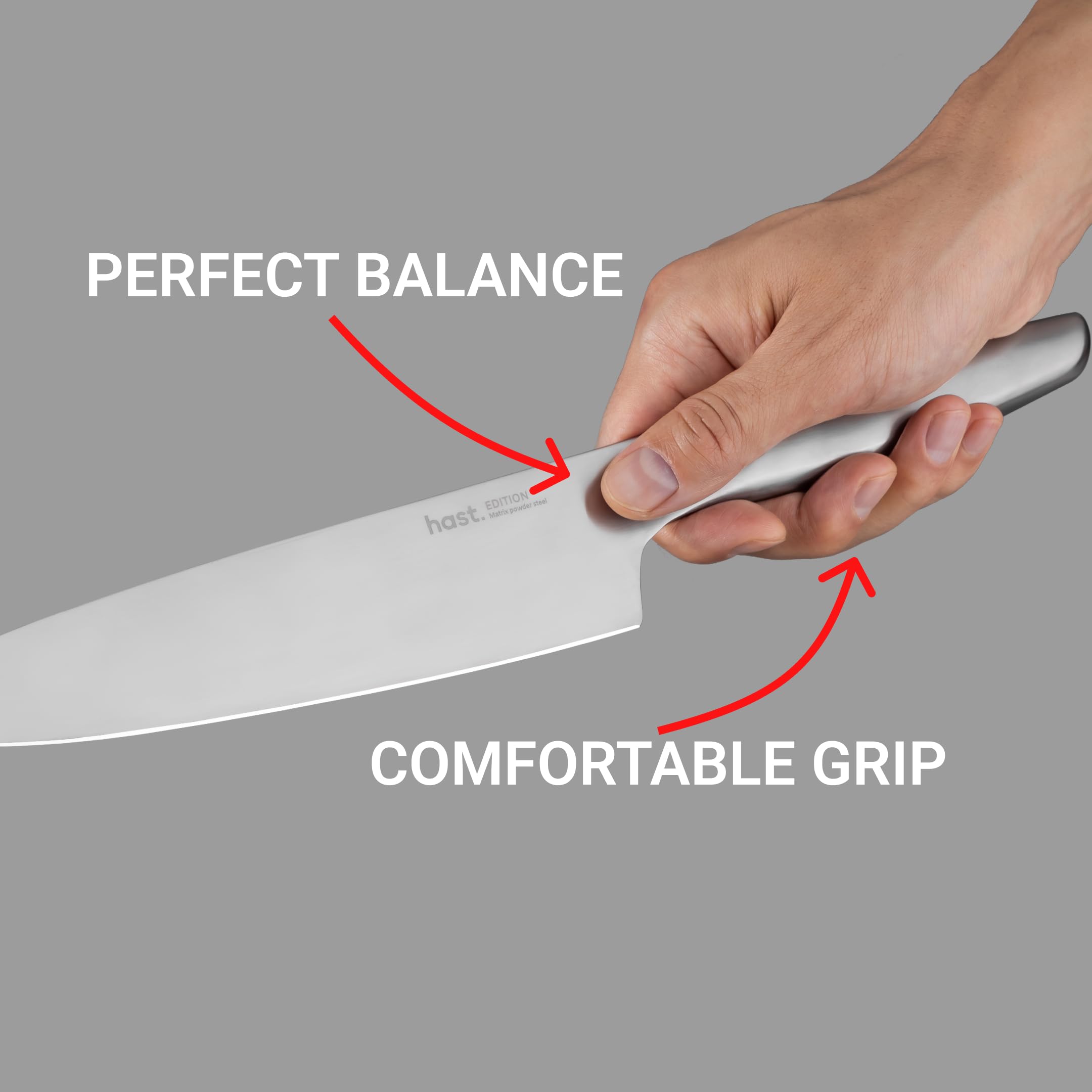 HAST Edition 8-Inch Chef Knife, Ultra-Sharp Professional Kitchen Knife, Advanced Powder Steel, Lightweight, Comfortable Ergonomic & Award-Winning Design, Premium Steel Knife(Titanium Gold)