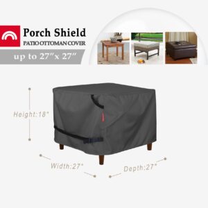 Porch Shield Patio Ottoman Cover - Waterproof Outdoor Square Side Table Covers – 27L x 27W x 18H inch, Black