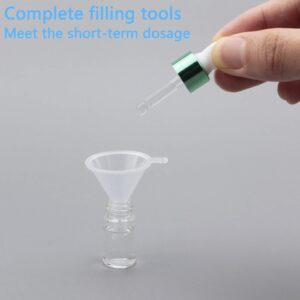 Newzoll 3ml Eye Dropper Bottles with Funnel, 18Pcs Clear Mini Glass Dropper Bottles Essential Oil Bottles Perfume Sample Vials Refillable Liquid Cosmetic Containers, Green Cap