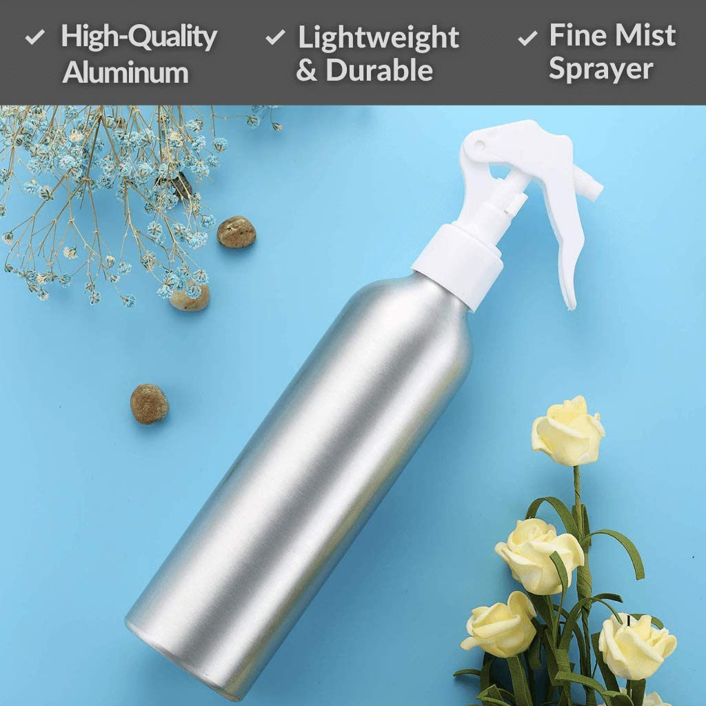 Aluminum Spray Bottles 8oz/250ml -Set of 3 Refillable Empty Spray Bottles - Trigger Sprayer Fine Mist Spray Bottles for Plants - Empty Spray Bottles for Cleaning Solutions, Homemade Products and More