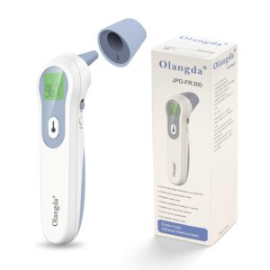 olangda ear and forehead dual mode non-contact thermometer for adults unique measurement mode for kids medical grade infrared thermometer,instant accurate readings and retrieval (no battery included)