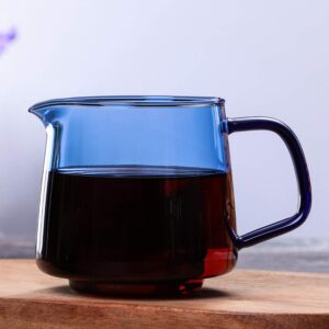 Glass Coffee Serving Pitcher Mugs with Spout Handle, Milk Creamer Mixing Cereal Oatmeal Microwave Safe Kitchen Accessories Liquid Cups for Breakfast Coffee Ice Cream Snacks Salad - 550ml