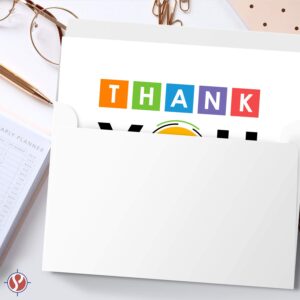 Emoji Thank You Cards, Nice Classic and funny Fold Over Greetings for Christmas, Holidays, Baby Shower, Graduation, Anniversaries, etc. – Blank White Interior | 4.25 x 5.5” | 25 per Pack