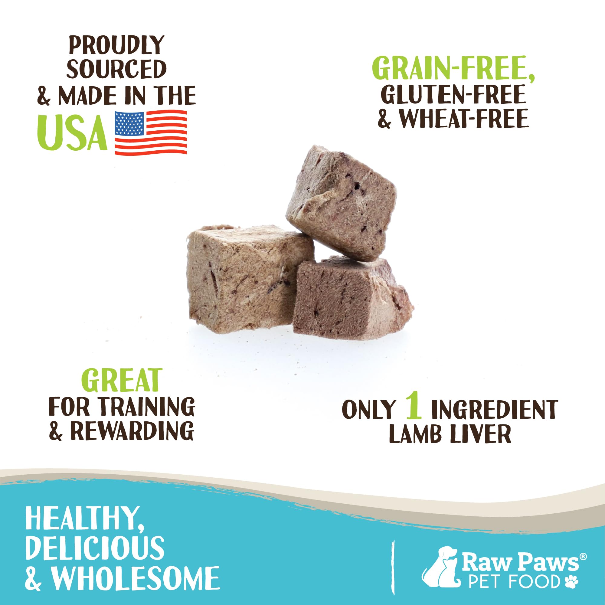 Raw Paws Freeze Dried Lamb Liver Treats for Dogs & Cats, 4-oz - Lamb Dog Treats Made in USA - Lamb Puppy Treats for Training - Liver Dog Treats - Cat Liver Treats for Dogs - Freeze Dried Dog Treats