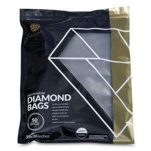 SEZONS - Diamond Bags - Vacuum Sealing bags 5mil - 50 bags (15x20, Black/Clear)