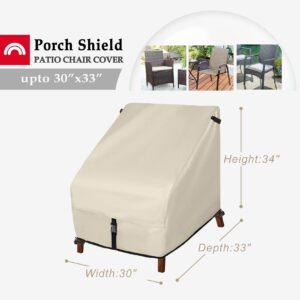 Porch Shield Patio Chair Covers - Waterproof Outdoor Lounge Deep Seat Single Lawn Chair Cover 2 Pack - 30W x 33D x 34H inch, Beige