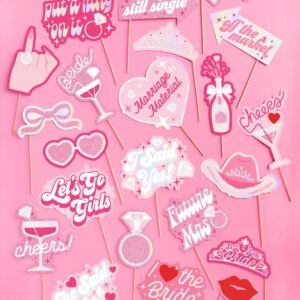 xo, Fetti Bachelorette Photo Booth Props - 24 Pieces, pre-Assembled - Rose Gold Future Mrs Party Decorations, Bride to Be, Bridal Shower