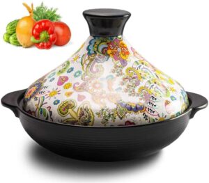 ceramic tagine pot 2l tajine pots flower pattern|for braising slow cooking|ceramic casserole tagine pot with lid for cooking healthy food