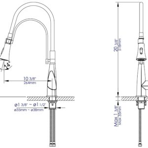 ALFI brand ABKF3001-BN Kitchen Faucet, 20.4"H, Brushed Nickel