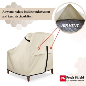 Porch Shield Patio Chair Covers - Waterproof Outdoor Lounge Deep Seat Single Lawn Chair Cover 2 Pack - 30W x 33D x 34H inch, Beige