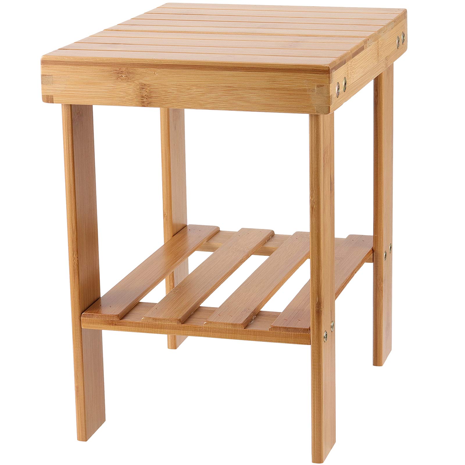 ZEONHAK 2 Pack 12.3 x 9.4 x 13.2 Inches Bamboo Step Stool, Bamboo Foot Stool, Bamboo Small Seat Stool for Garden, Living Room, Kitchen, Bathroom, Bedroom