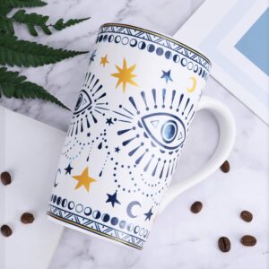 NymphFable Ceramic Coffee Mug 18oz Boho Eyes Coffee Cups with Handle Personalized Baking Pattern Tea Cup Large