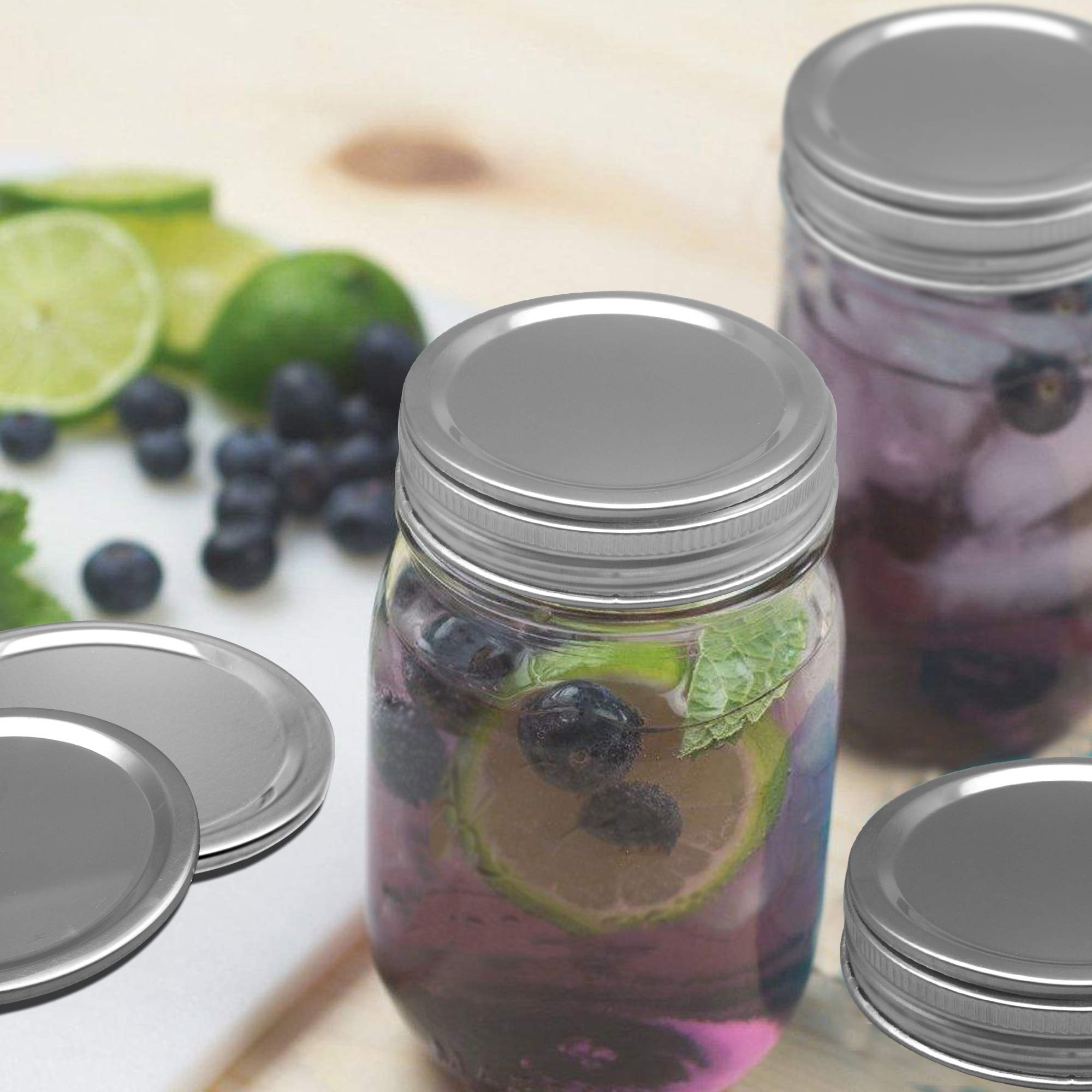 Reusable Canning Lids 18/8 Premium Stainless Steel Mason Jar Lids 86MM Wide Mouth Mason Jars Split-Type Lids with Leak Proof Silicone Seals Anti-Rust Dishwasher Safe12Pack (12, 86MM, Wide Mouth)