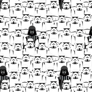 camelot fabrics, 44 inches star wars stormtroopers & darth vader packed white/black premium quality 100 percent cotton fabric by 1/2 of a yard.