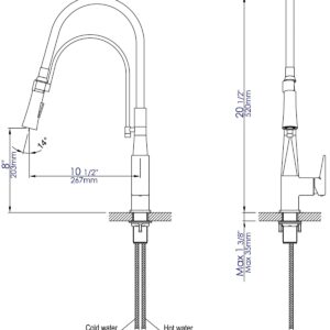 ALFI brand ABKF3023-PC Kitchen Faucet, 20.5"H, Polished Chrome