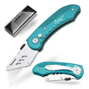 vickay box cutter knife utility knife with 5 sk5 quick change blades, safety axis lock design razor knife, lightweight aluminum body belt clip for office