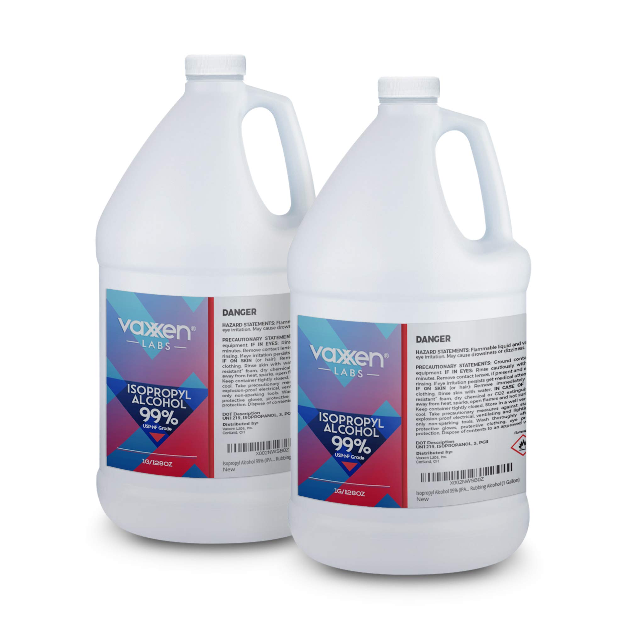 Isopropyl Alcohol 99% (IPA) - USP-NF Grade Concentrated Rubbing Alcohol - Made in USA - 128 Fl Oz/Gallon (2 Pack)