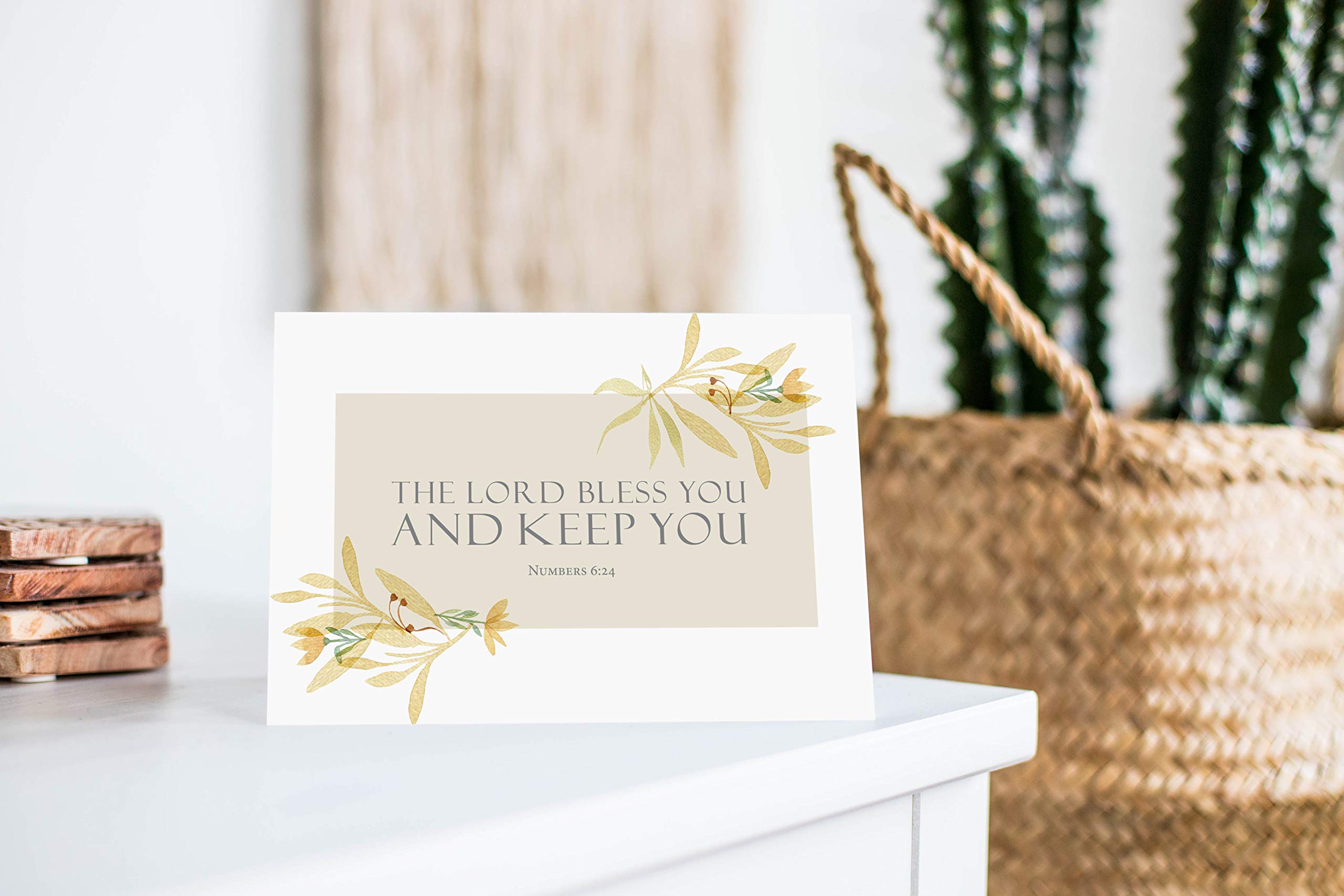 Religious Thank You Cards with Bible Verse - Watercolor Scripture Design - Pack of 24 - Rectangle