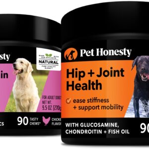 PetHonesty 10 in 1 Multivitamin + Hip & Joint Health Soft Chew Supplement Bundle - Dog Vitamins - Glucosamine Chondroitin, Omegas, Turmeric and MSM for Overall Dog Health, Joint Supplement for Dogs.