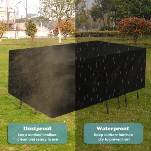 Mayhour Patio Outdoor Table Cover Waterproof Black Furniture Cover Protector UV Resistant Rain Snow Dust Wind-Proof Extra Large Square Desk Cover 70in (70x47x29in)