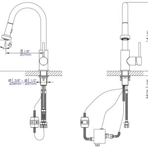 ALFI brand ABKF3262-PC Kitchen Faucet, 14.9"H, Polished Chrome