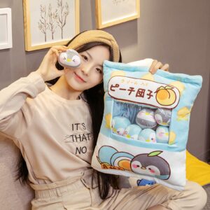 Nenalayo Cute Bag of Penguin Plush Toy Soft Throw Pillow Stuffed Animal Toys Creative Gifts Room Decor Creative Gifts for Girls