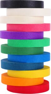 doay colored masking tape 1/2" x 15 yard - multi color - multi surface use - 12 bright colors