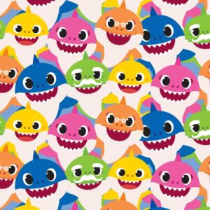 springs creative nickelodeon baby shark family packed multicolor premium quality 100% cotton fabric by the yard.