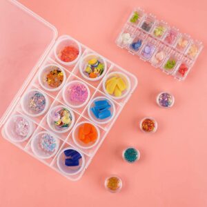 Segbeauty Gem Organizer Box, Clear Bead Container 12 Compartments with Secure Lids, Empty Plastic Display Case Jewelry Organizer Transparent Nail Art Decoration Holder for Small Findings