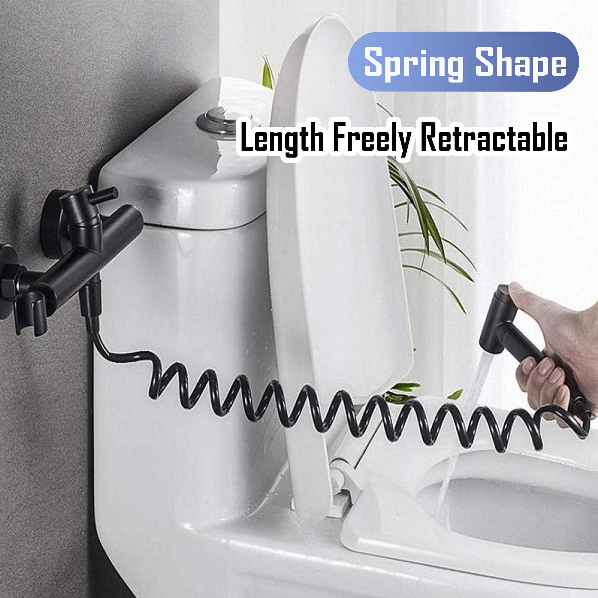 Spring Flexible Shower Hose,ABS Flexible Telescopic Shower Hose for Toilet Faucet, Bidet Sprayer, Hand Shower, Basin faucet showers, Bathroom Spiral Flexible Shower Hose-3M (Black)