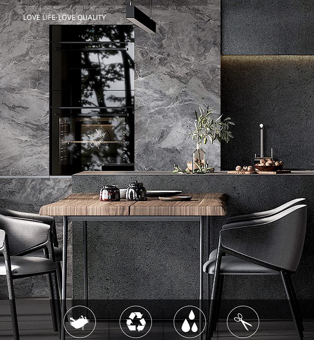 burgeliy Gray Marble Contact Paper Counter Top Covers Peel and Stick Wallpaper Self Adhesive Marble Paper for Countertops 15.7"×80" Waterproof Removable Thick Matte 3D Wallpaper for Bedroom Bathroom