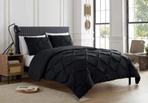 sweet home collection 3 piece duvet cover pintuck pinch pleat design soft luxurious all season set