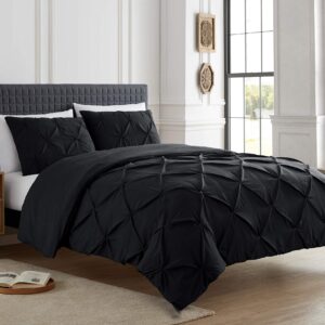 Sweet Home Collection 3 Piece Duvet Cover Pintuck Pinch Pleat Design Soft Luxurious All Season Set